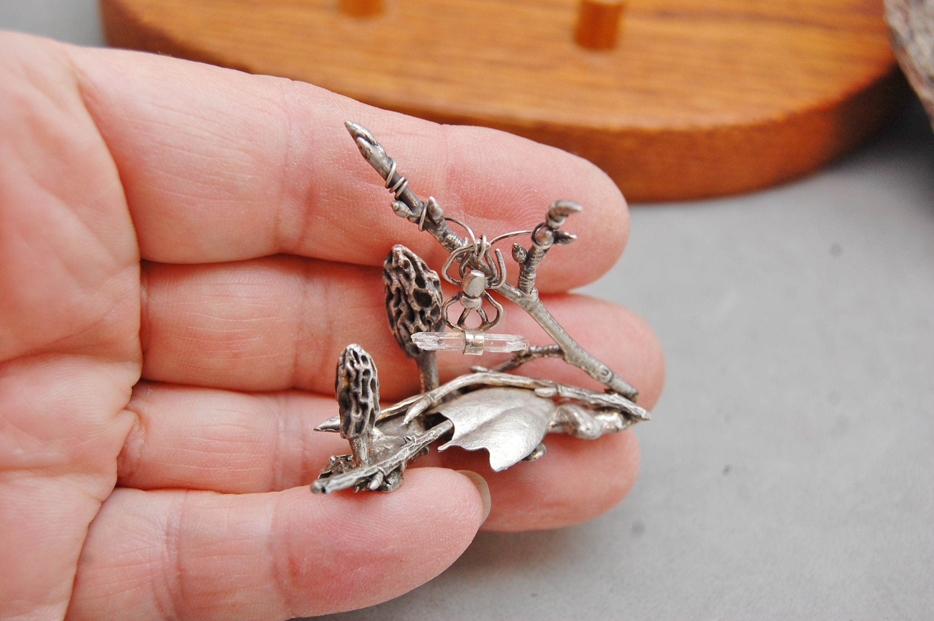 Spider in Geode Sculpture Sterling Silver Natural Beryl | Etsy