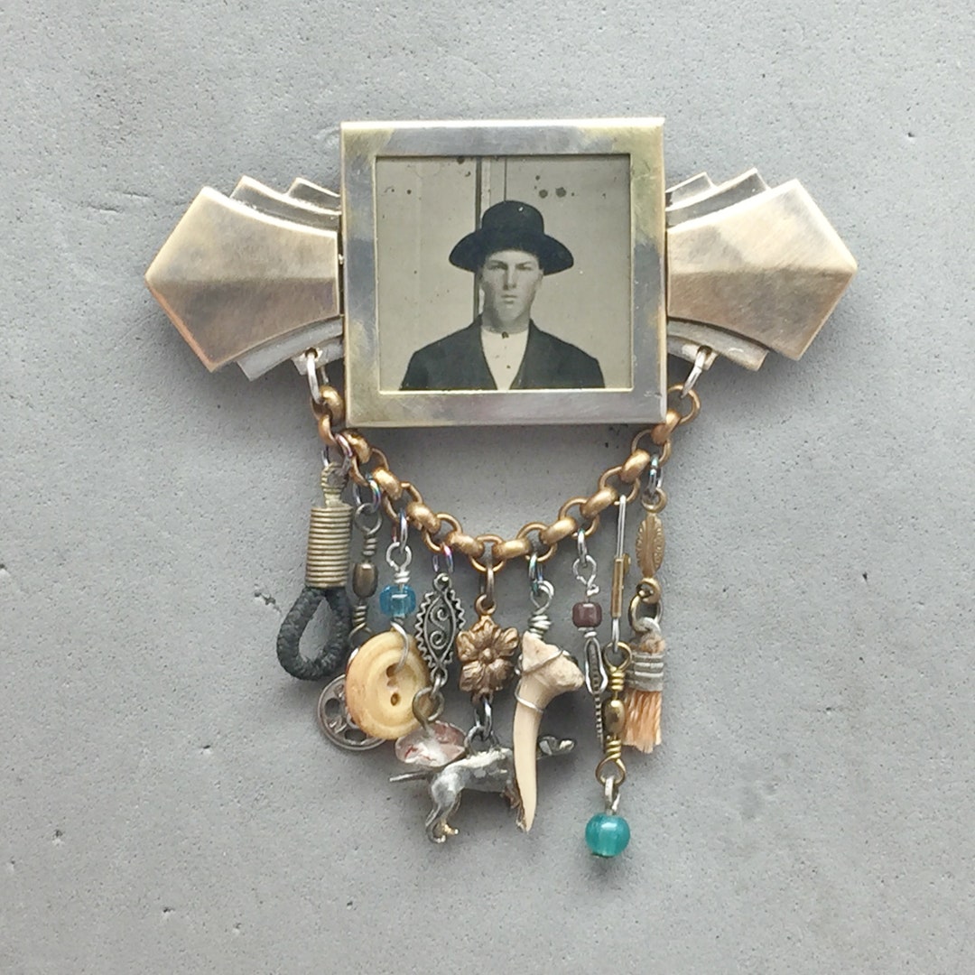 Antique Tintype Photograph Repurposed Brooch Pin Found Objects OOAK ...