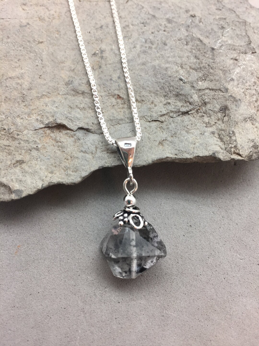 Herkimer Diamond Quartz Crystal Pendant Natural Double Terminated ...