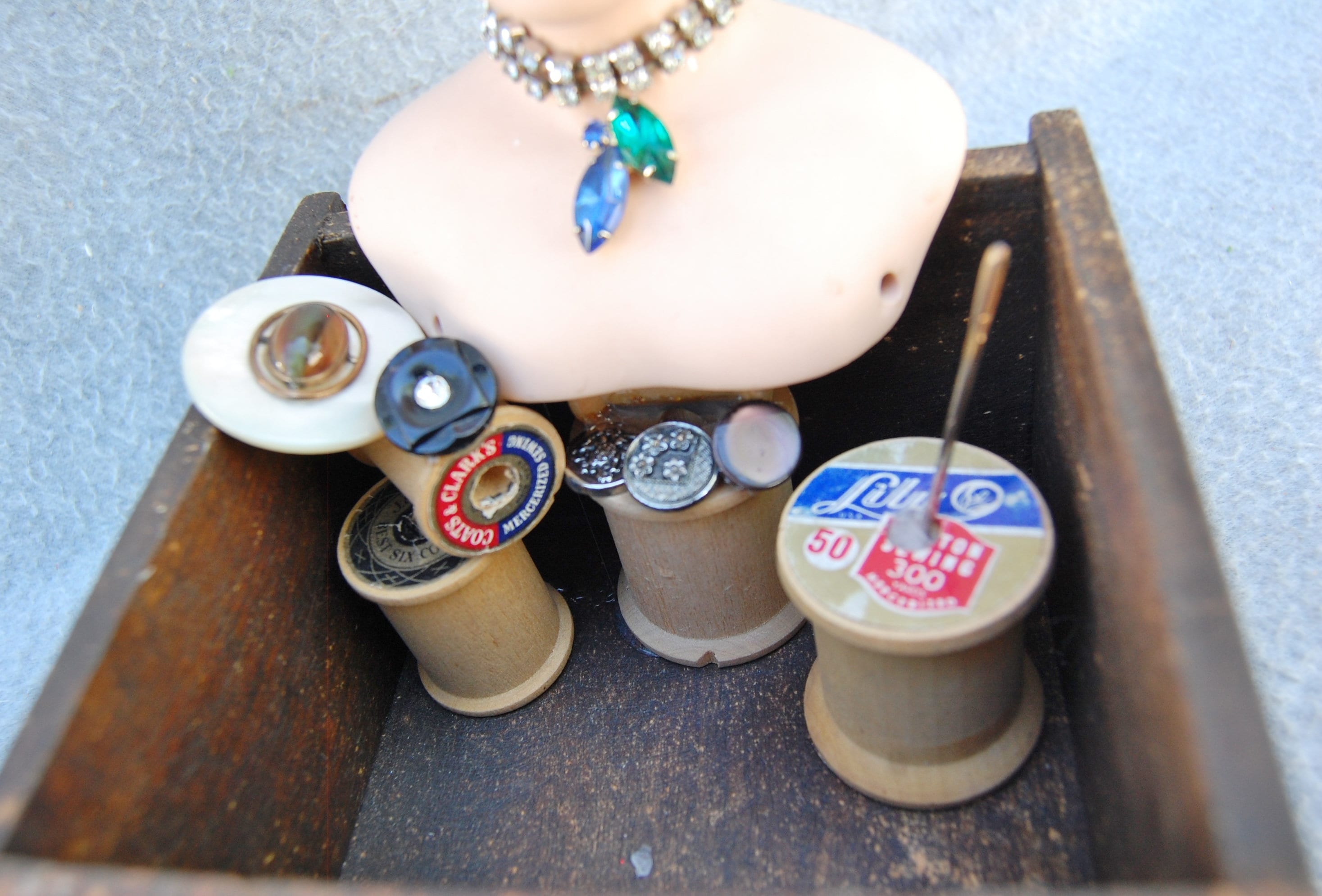 Miss Matilda Pincushion Doll Head Sewing Drawer Caddie Box - Etsy