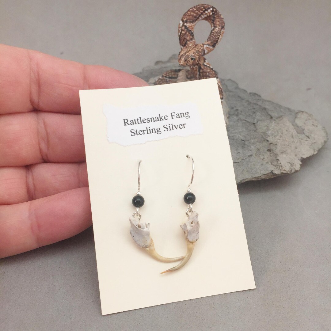 Rattlesnake Fang Earrings Sterling Silver Black Onyx Accent Beads Whole ...