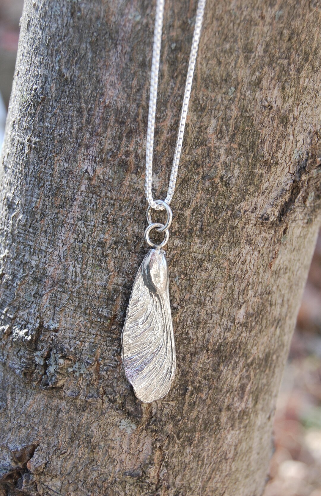 Maple Seed Samara Sterling Silver Pendant Necklace 20" Box Chain - Etsy