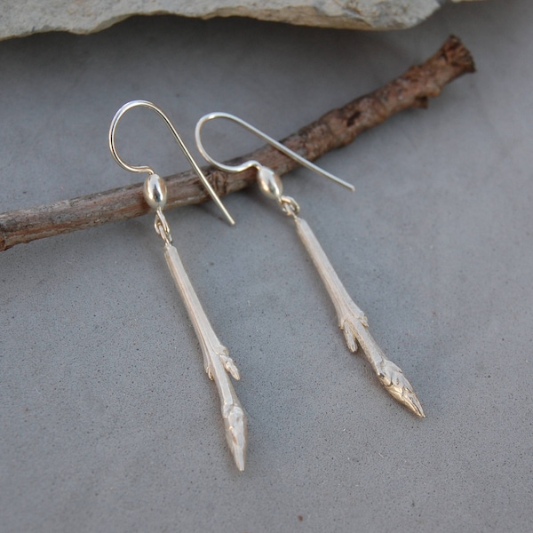 Twig Silver Dangle Earrings - Etsy
