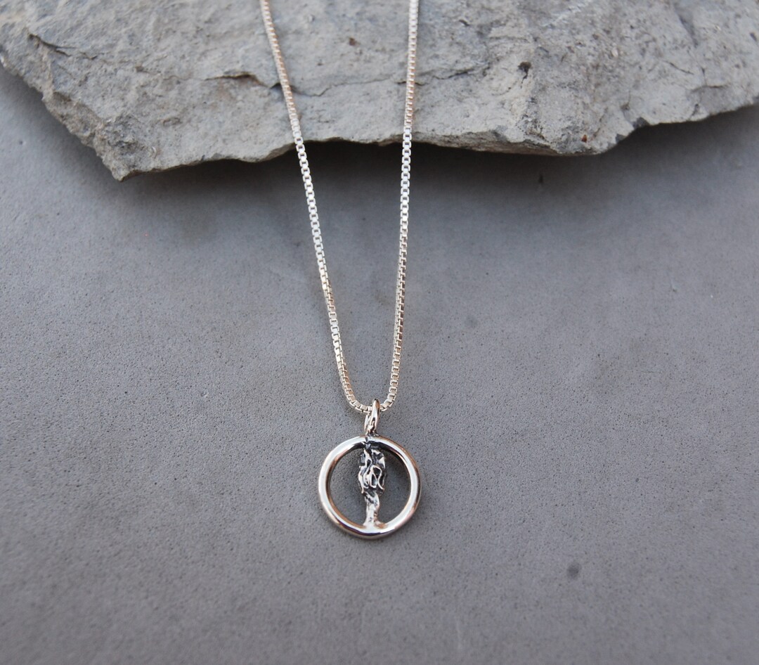 Dainty Sterling Silver Morel Mushroom Circle Pendant 1/2 - Etsy