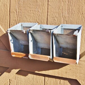 Set 3 Galvanized Tin Metal Rabbit Feeder Bins/ Garden Planters ...