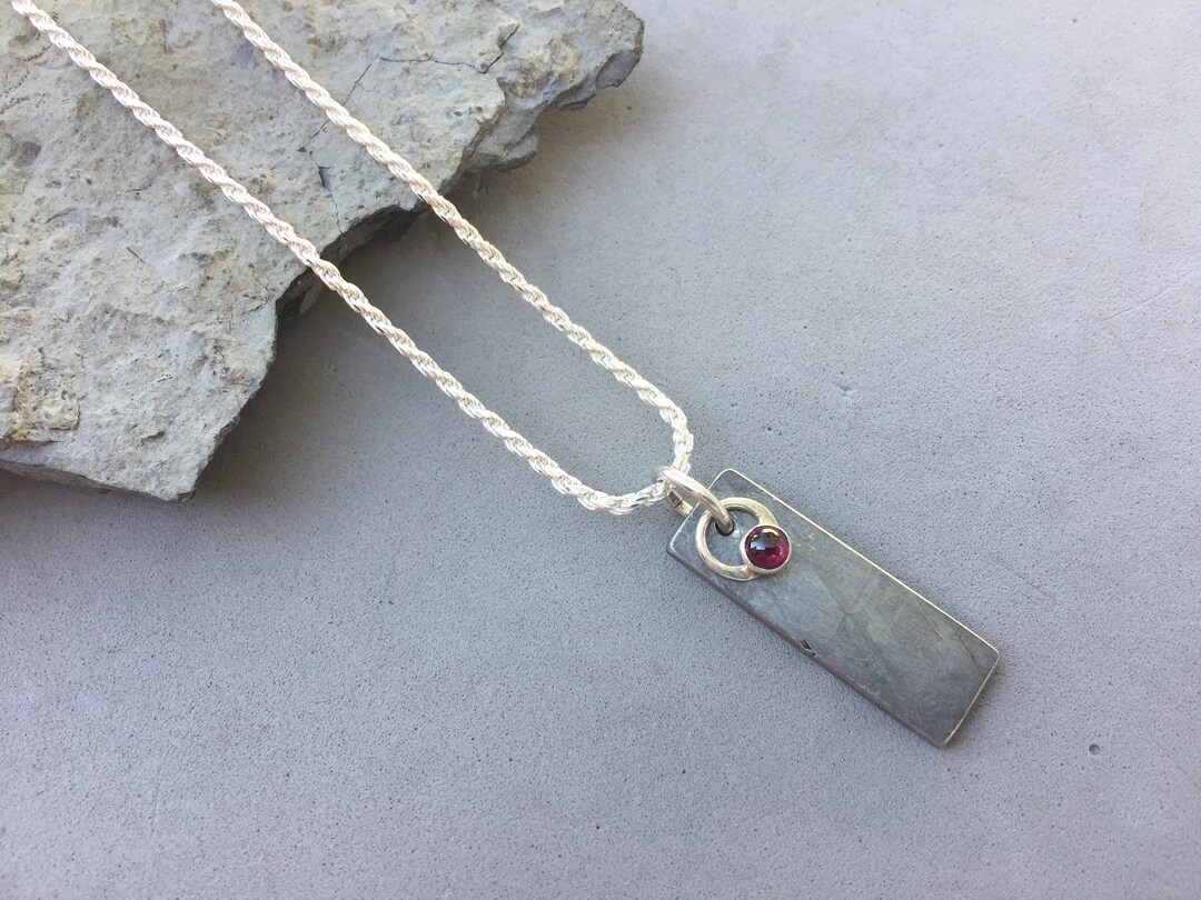 Genuine Meteorite & Garnet Pendant Sterling Silver 20 Rope Chain Hand ...