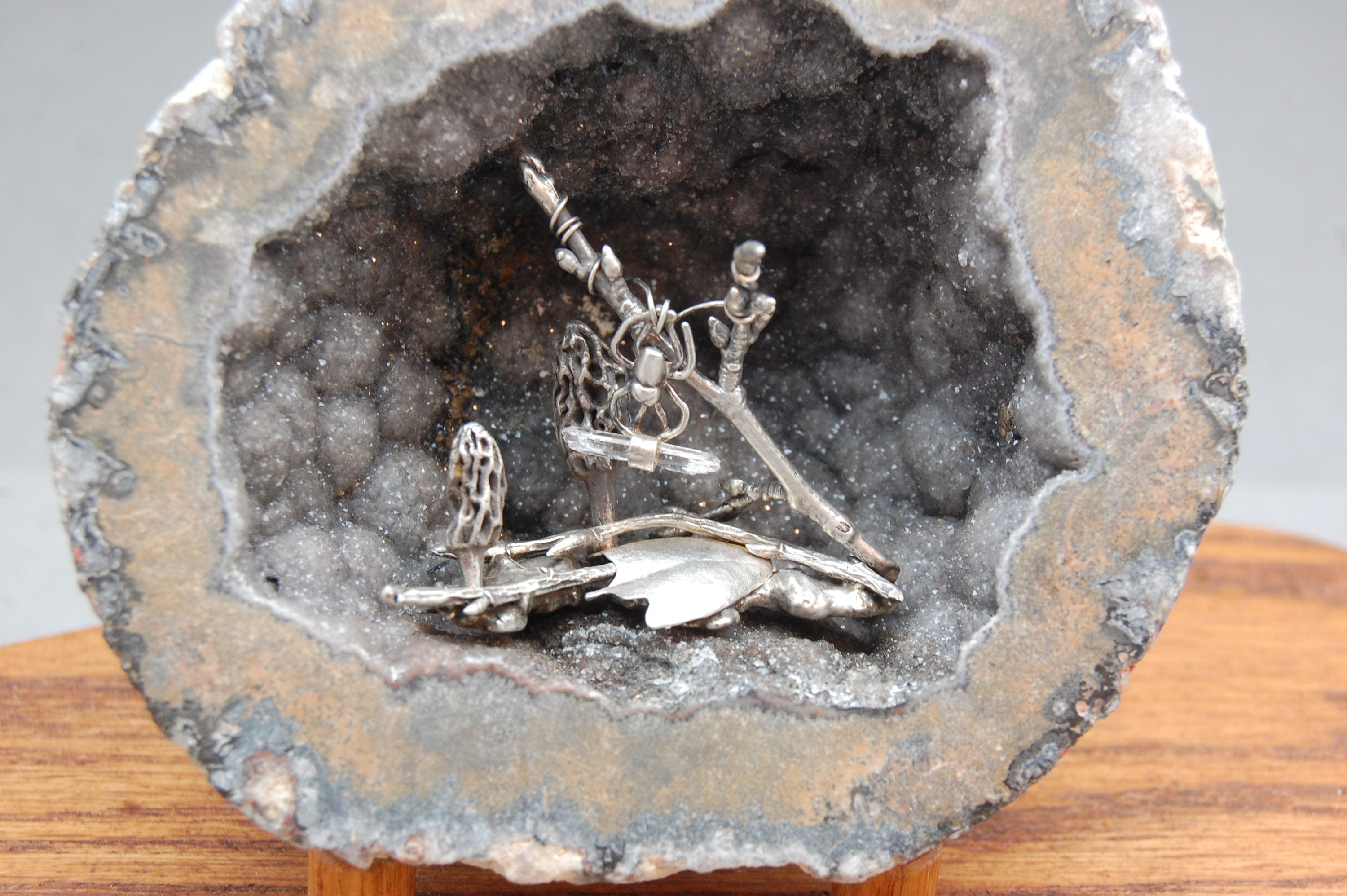 Spider in Geode Sculpture Sterling Silver Natural Beryl | Etsy