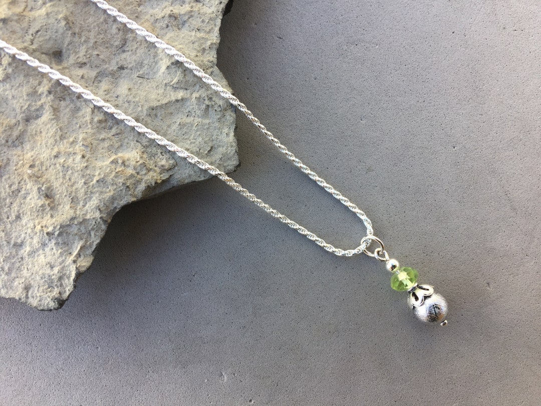 Genuine Meteorite Sphere Pendant Necklace Sterling Silver Peridot ...