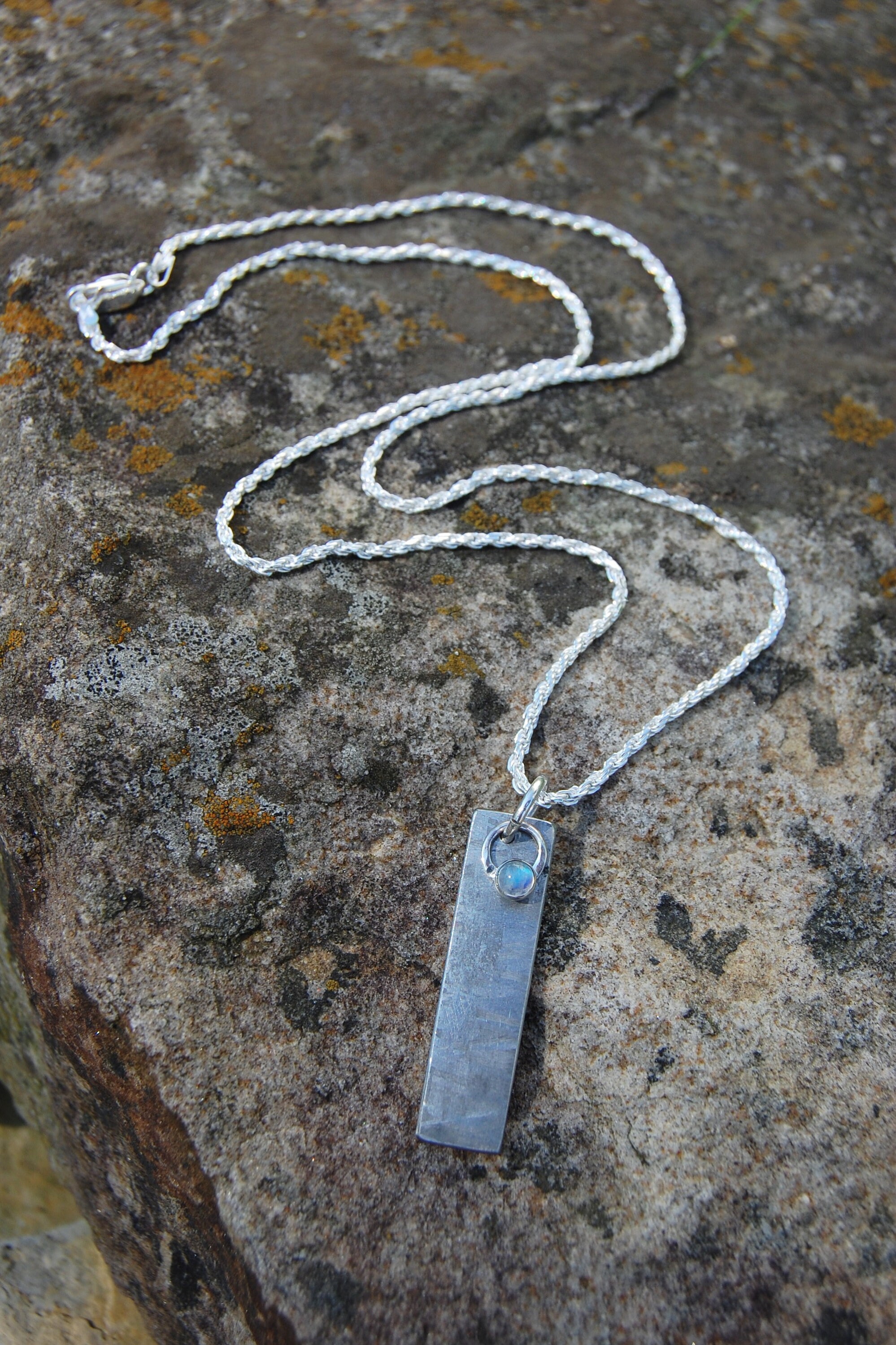 Genuine Meteorite & Blue Moonstone Pendant Sterling Silver - Etsy
