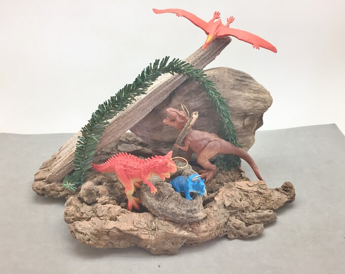 Dinosaur Nativity Scene Hand Made Driftwood OOAK T-rex Triceratops ...