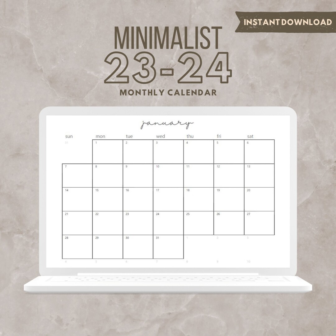 Minimalist 2023-2024 Monthly Calendar Bundle Instant Download PDF - Etsy