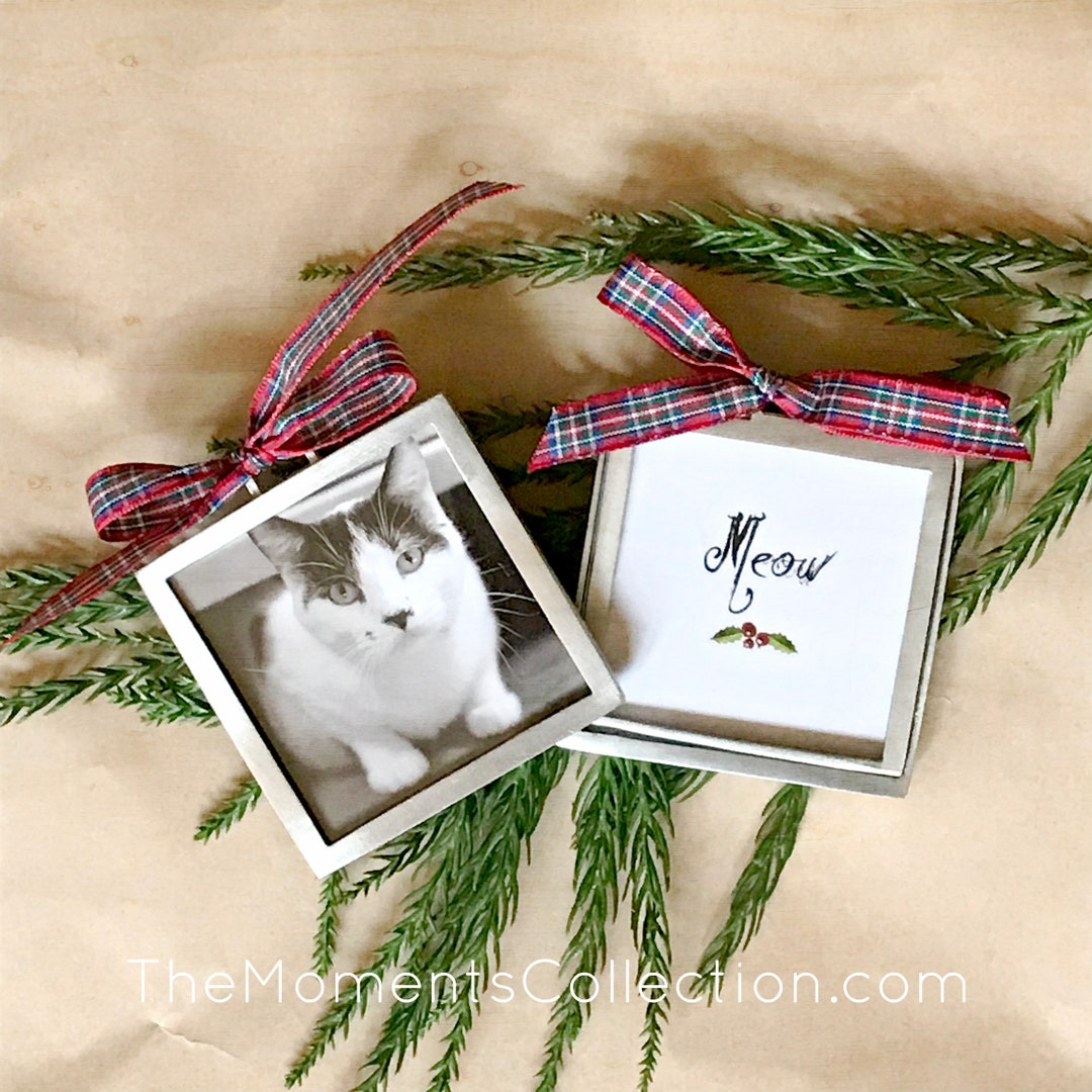 Theme: MEOW. Tartan Ribbon. Double Sided Photo Frame Ornament - Etsy