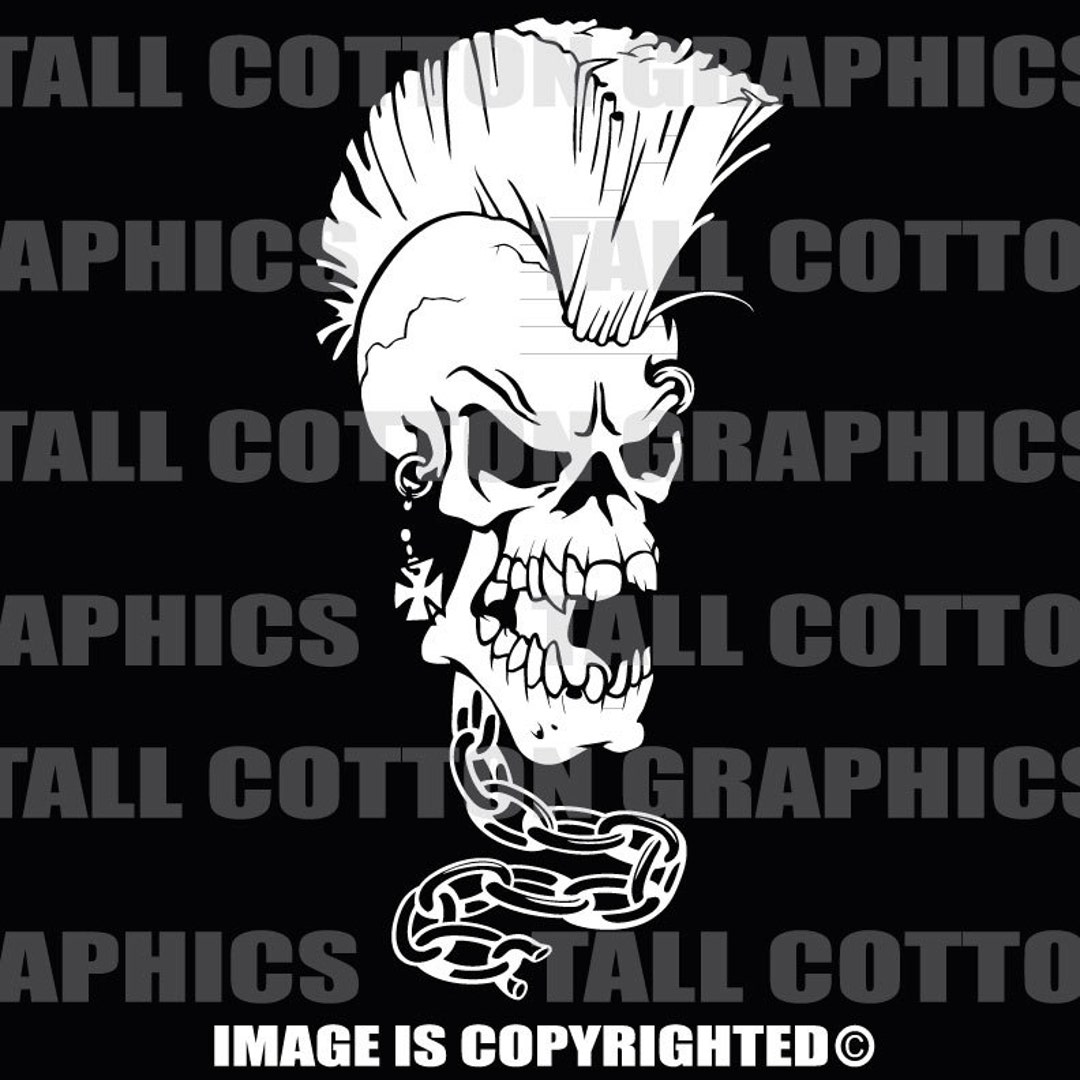 Punk Rock Skull W/mohawk and Chains Vinyl Window Decal #SKL105 - Etsy