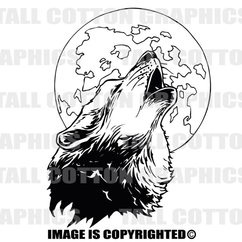 WOLF HOWLING at the MOON Vinyl Decal Sticker Decor WL109 - Etsy