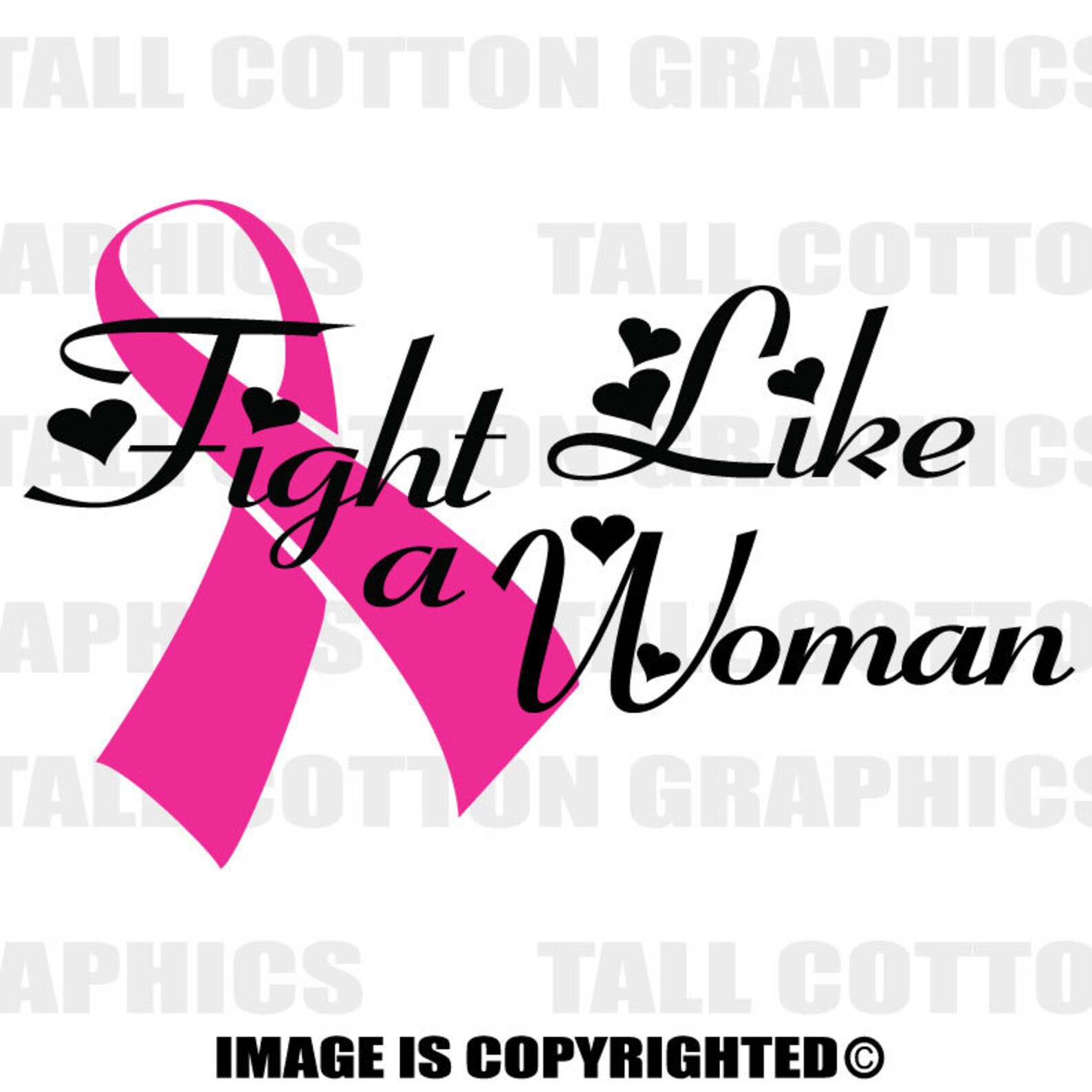 Fight Like a Woman Hot Pink Ribbon Breast Cancer Awareness | Etsy