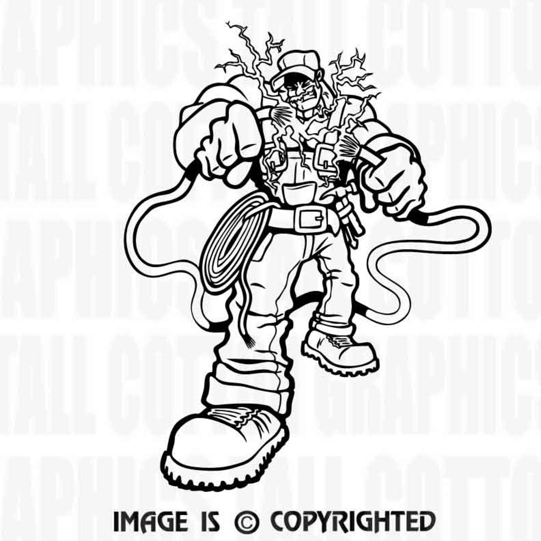 ELECTRICIAN MAN Vinyl Decal - #JB024 - Etsy