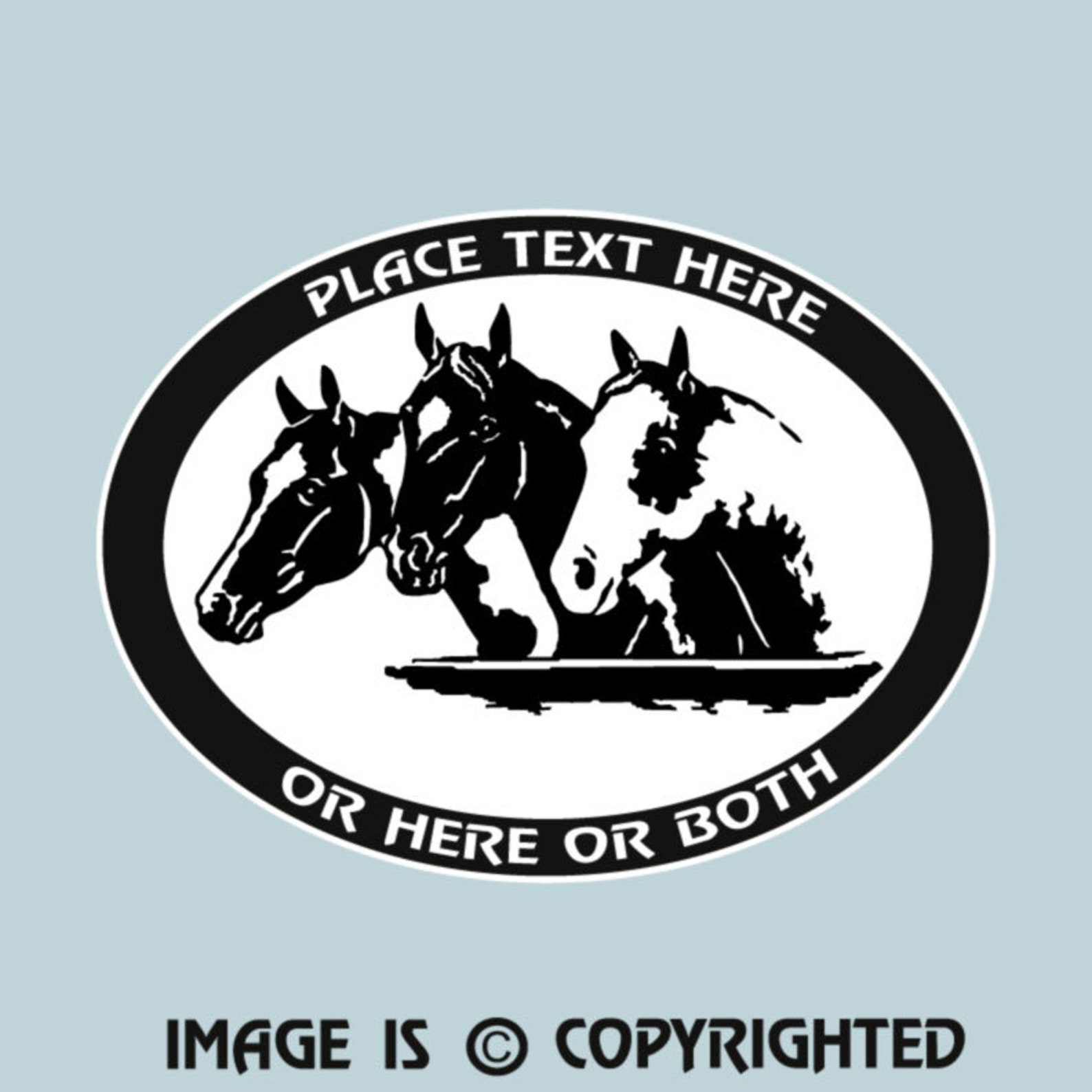 3 Overo,tobiano Paint Pinto Horses- Personalized Black and White Vinyl ...