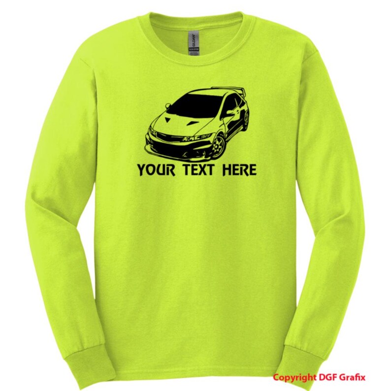 Honda Civic SI Sports Car With Personalization on Cotton Long Sleeve T ...