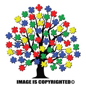 AUTISM Awareness Tree 5 Color Puzzle Pieces Vinyl Decal - #AA003 - Etsy