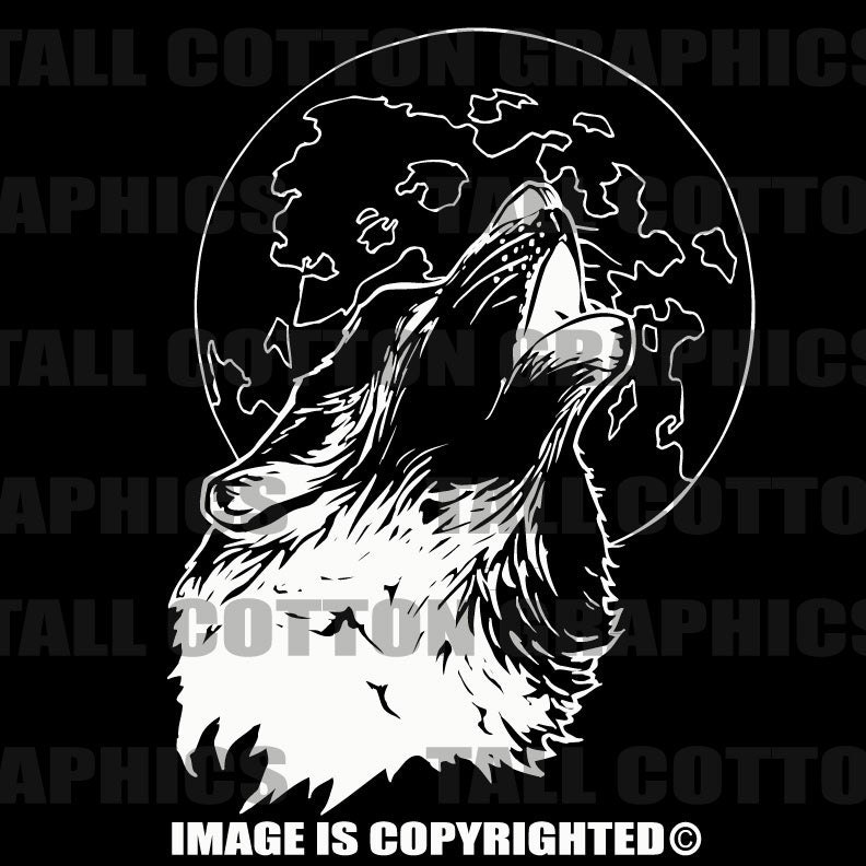 WOLF HOWLING at the MOON Vinyl Decal Sticker Decor WL109 - Etsy