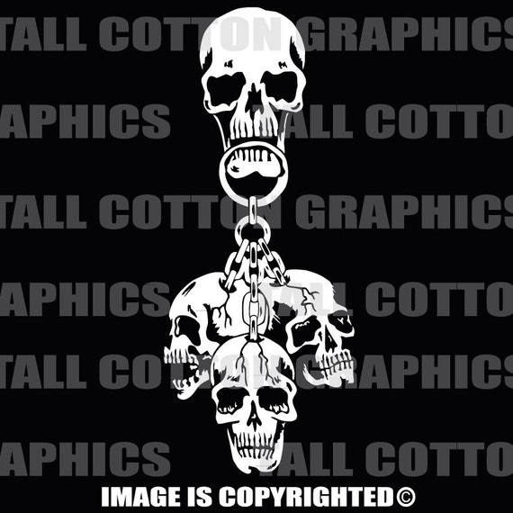 3 Skulls on Chains Vinyl Window Decal SKL050 | Etsy