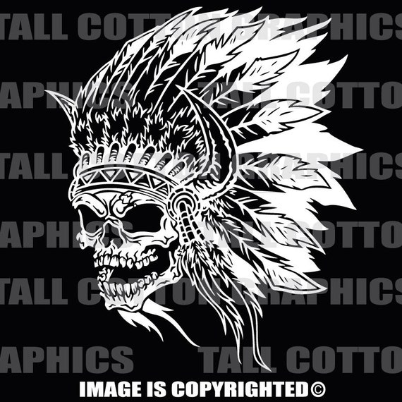 Indian Chief SKULL Vinyl Window Decal SKL128 - Etsy