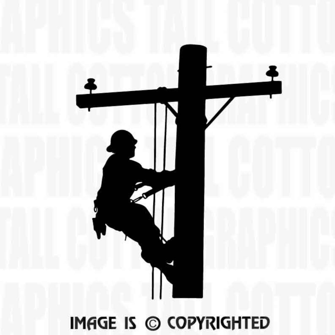 Power Lineman Silhouette Vinyl Window Decal - #JB006 - Etsy