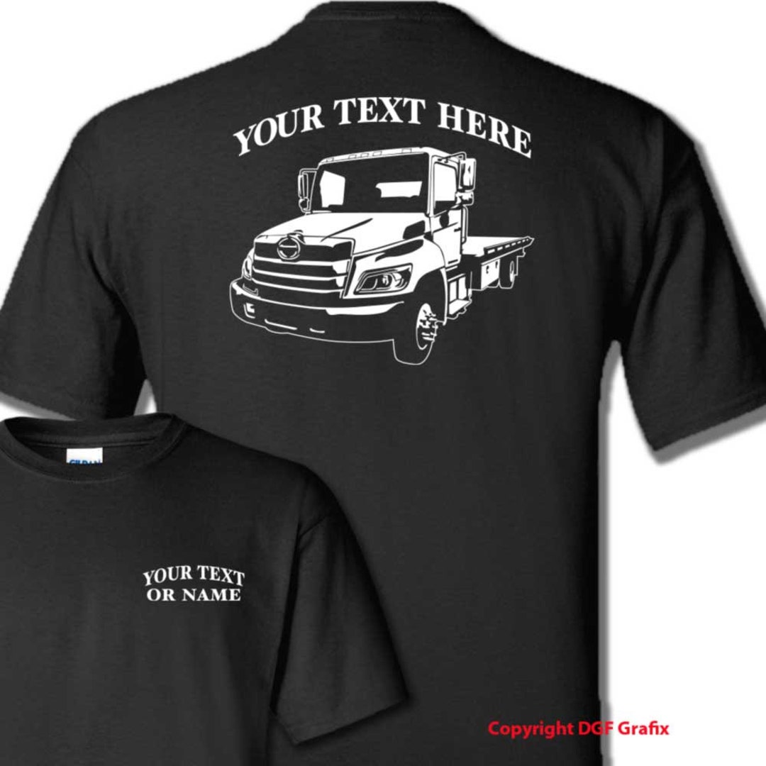 Hino Tow Wrecker Flatbed Rollback Truck - Personalized Custom Cotton ...