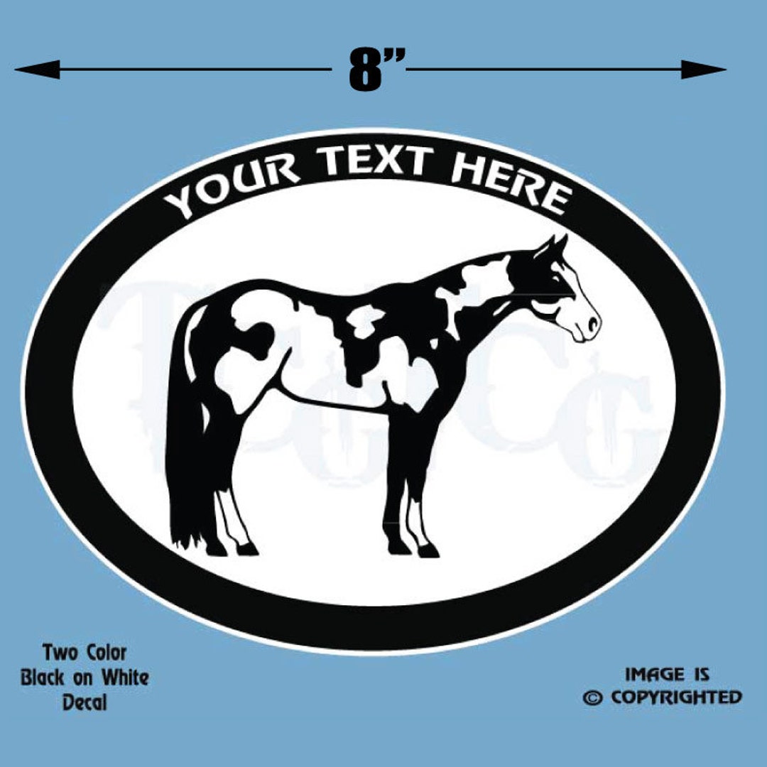 Overo Paint / Pinto Horse - Personalized Black and White Vinyl Decal ...