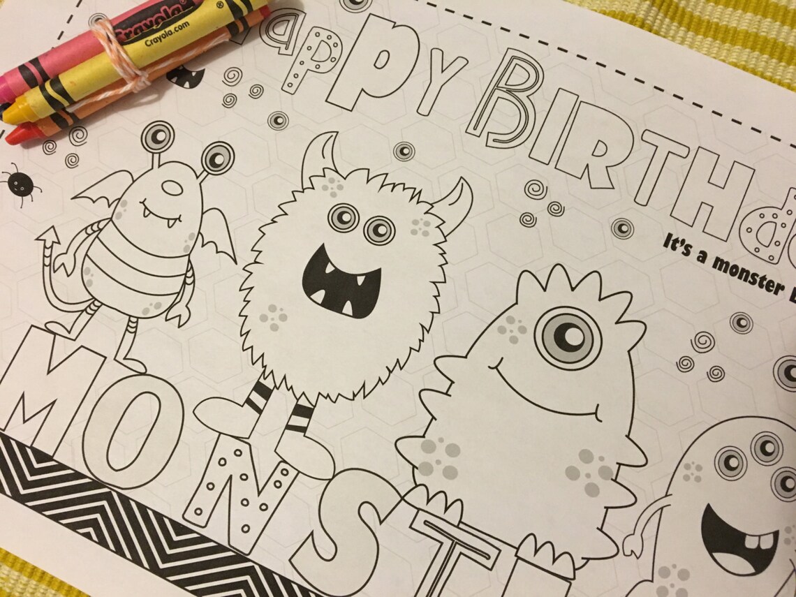 Monster-kids Activity Placemat Digital File Only | Etsy