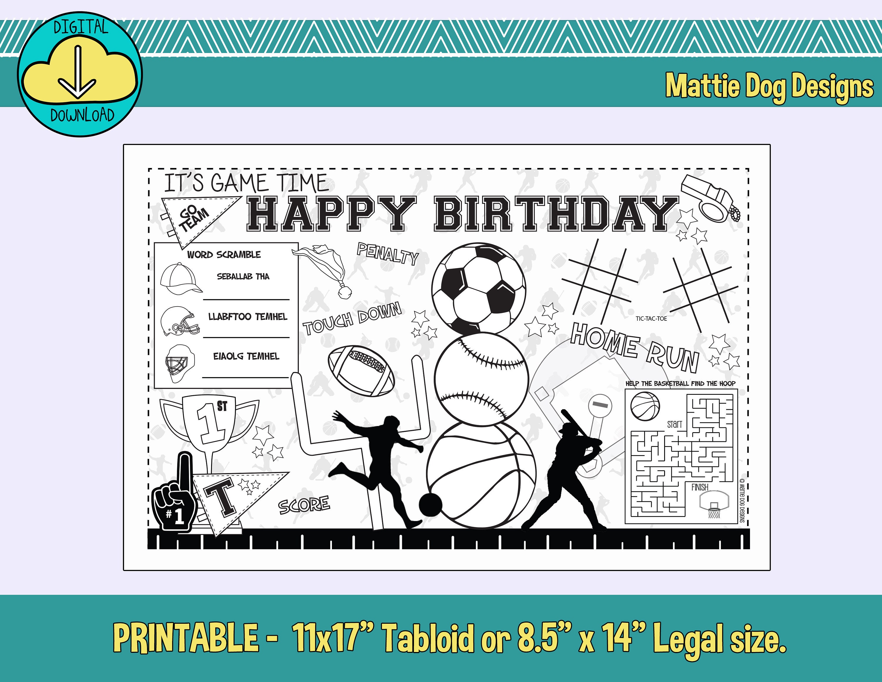 Sports-kids Activity Placemat- Digital File Only - Etsy Canada