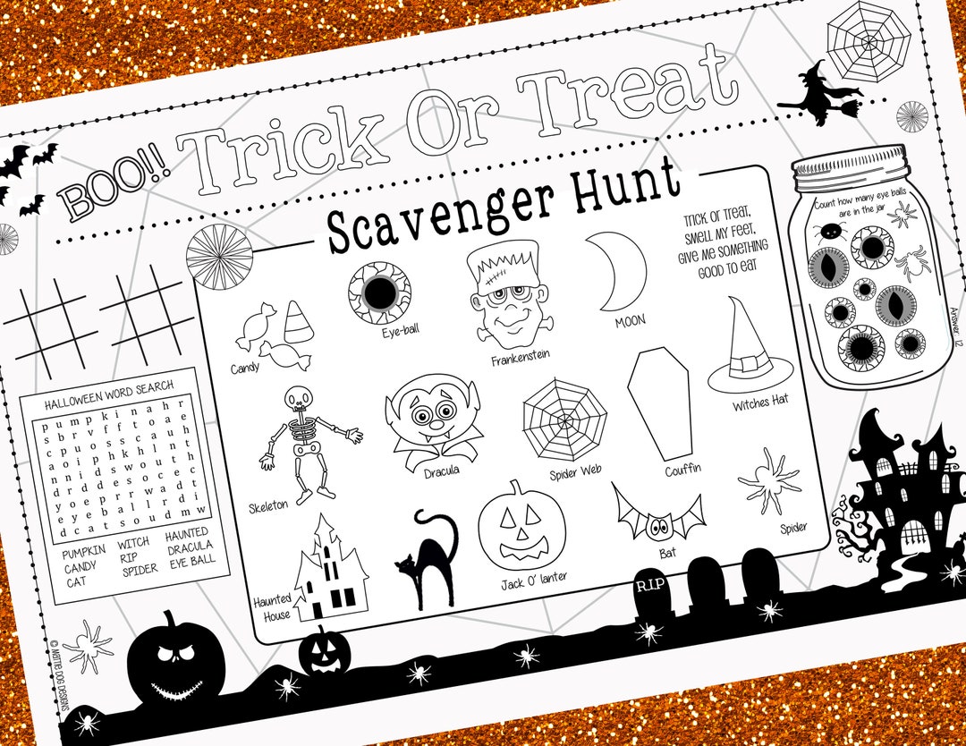 HALLOWEEN SCAVENGER Hunt-kids Activity Placemat- Digital File Only - Etsy