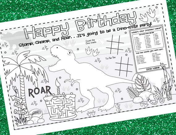 Dinosaur-kids Activity Placemat Digital File Only - Etsy