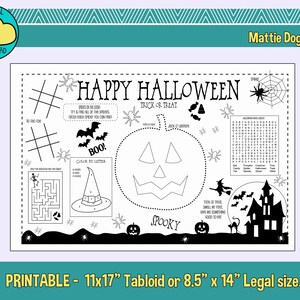 HALLOWEEN Kids Activity Placemat Digital File Only - Etsy