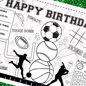 Sports-kids Activity Placemat- Digital File Only - Etsy Canada