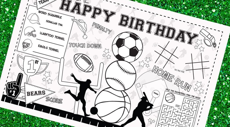 Sports-kids Activity Placemat- Digital File Only - Etsy