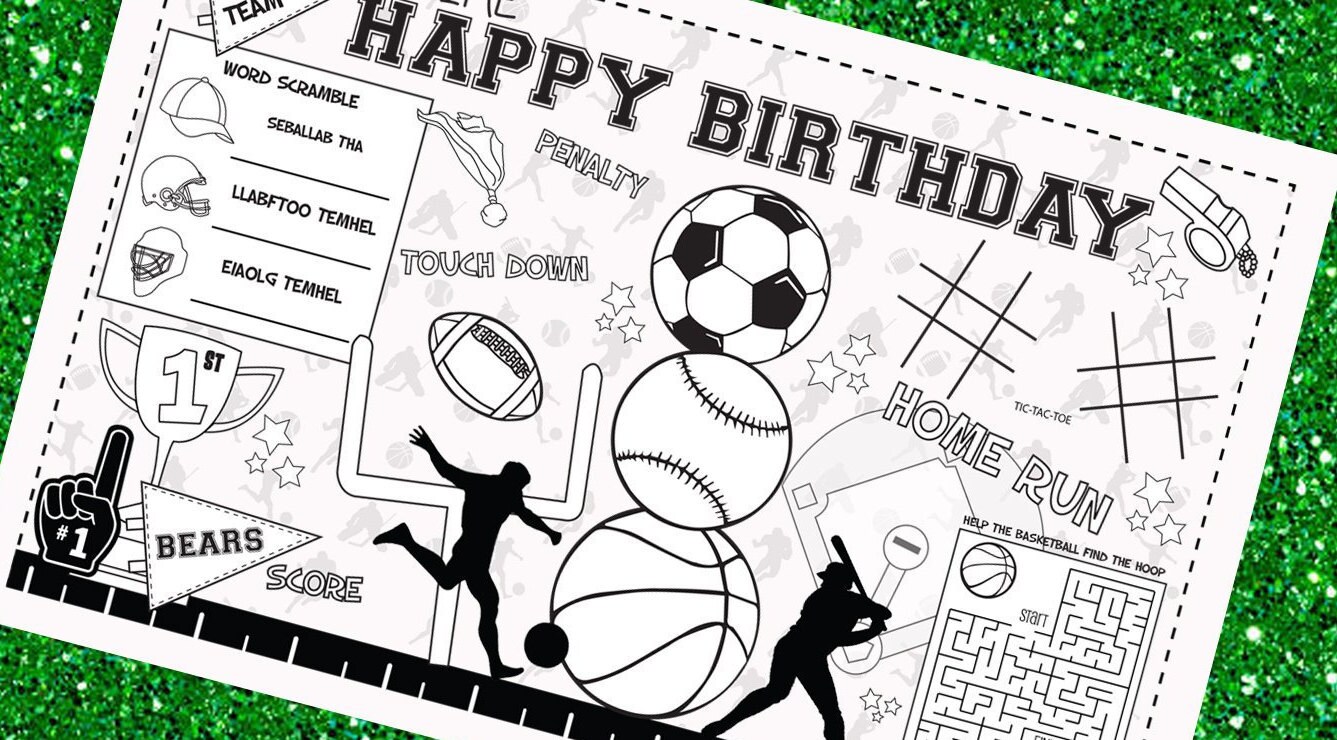 Sports-kids Activity Placemat- Digital File Only - Etsy Canada