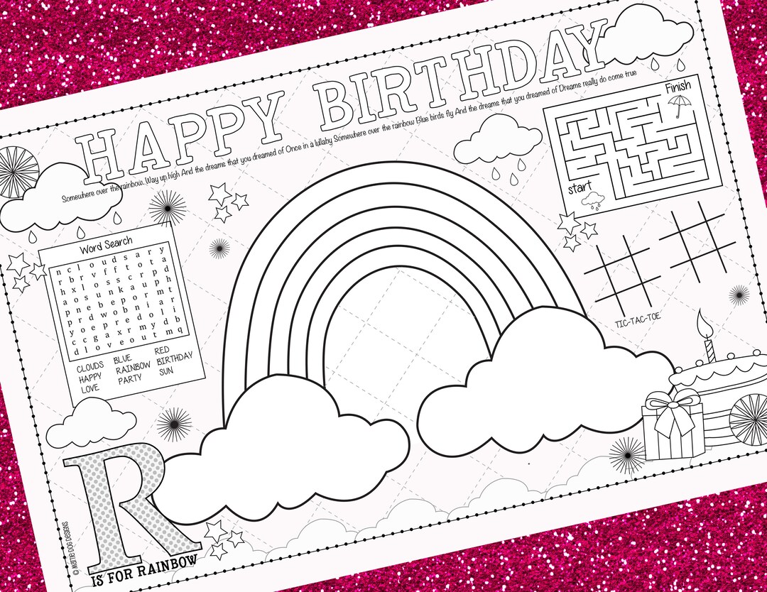 Rainbow-kids Activity Placemat- Digital File Only - Etsy
