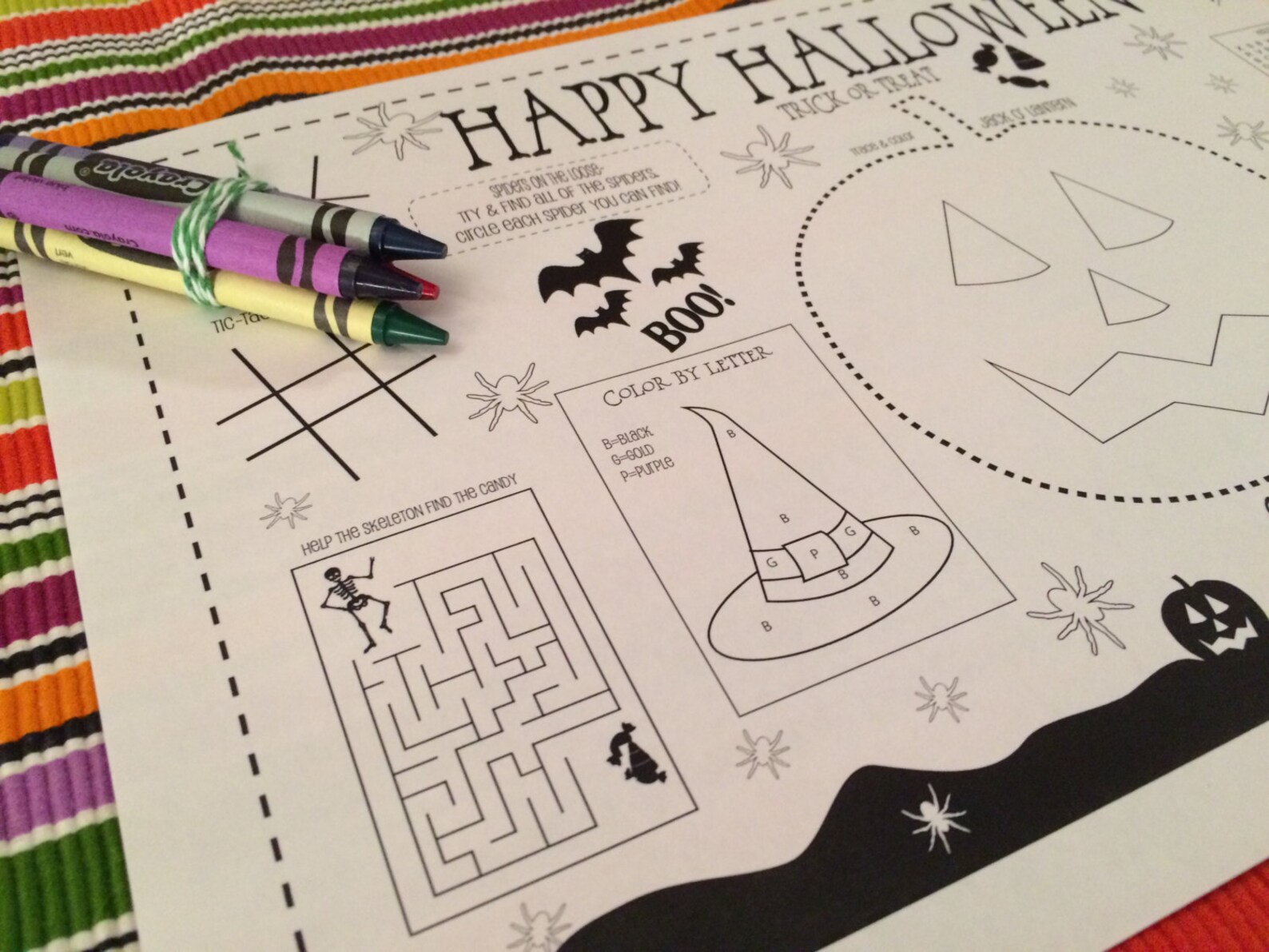 HALLOWEEN Kids Activity Placemat Digital File Only - Etsy
