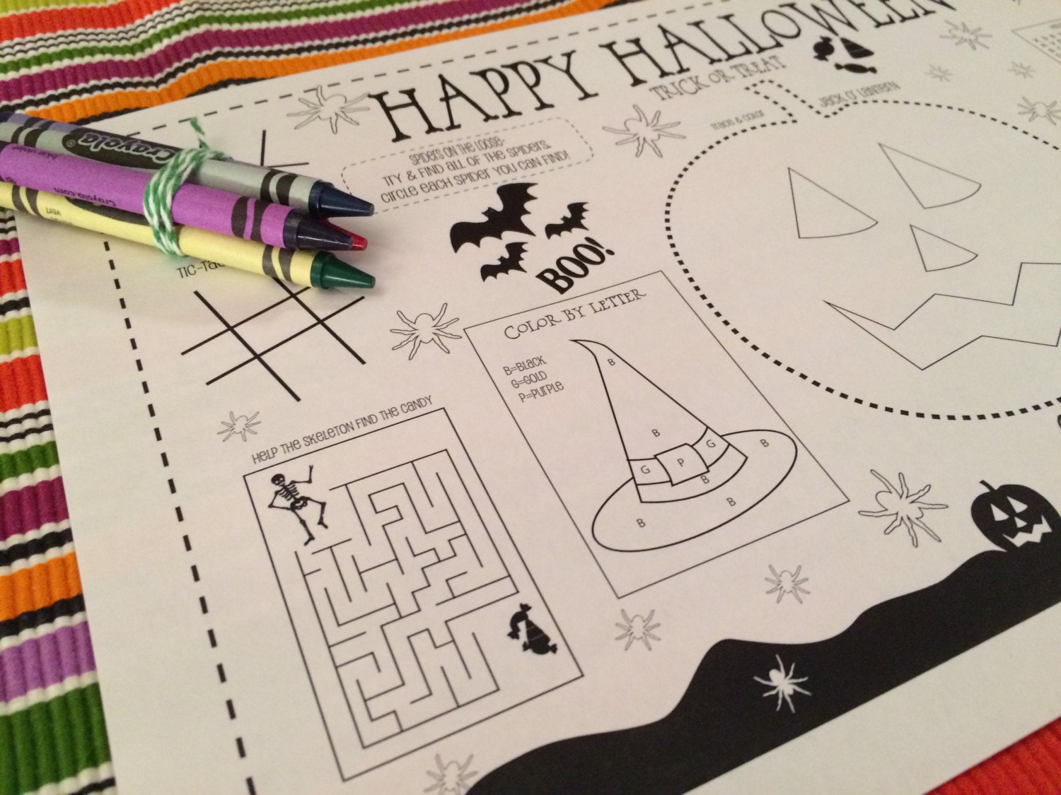 HALLOWEEN Kids Activity Placemat Digital File Only - Etsy