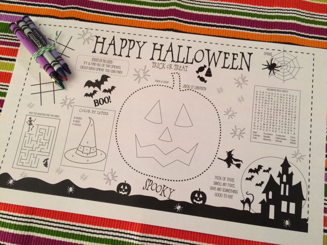 HALLOWEEN Kids Activity Placemat Digital File Only - Etsy