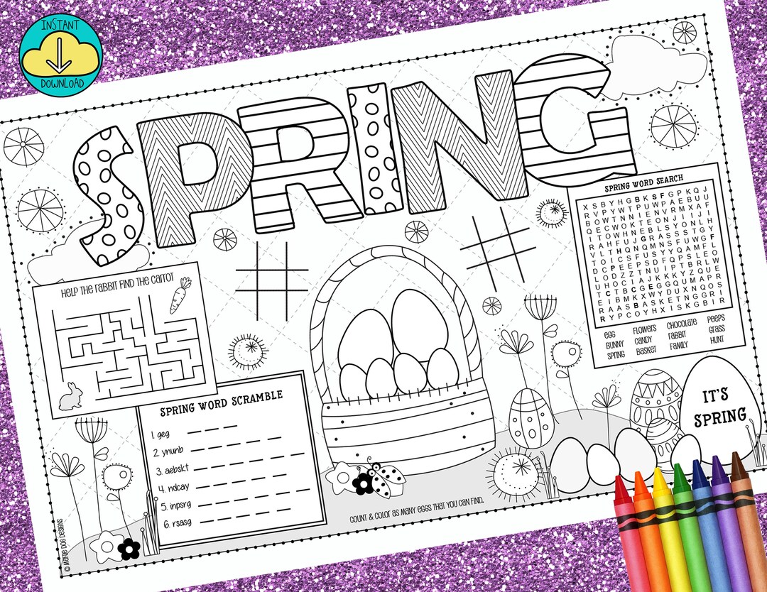 SPRING Time-kids Activity Placemat- Digital File Only - Etsy