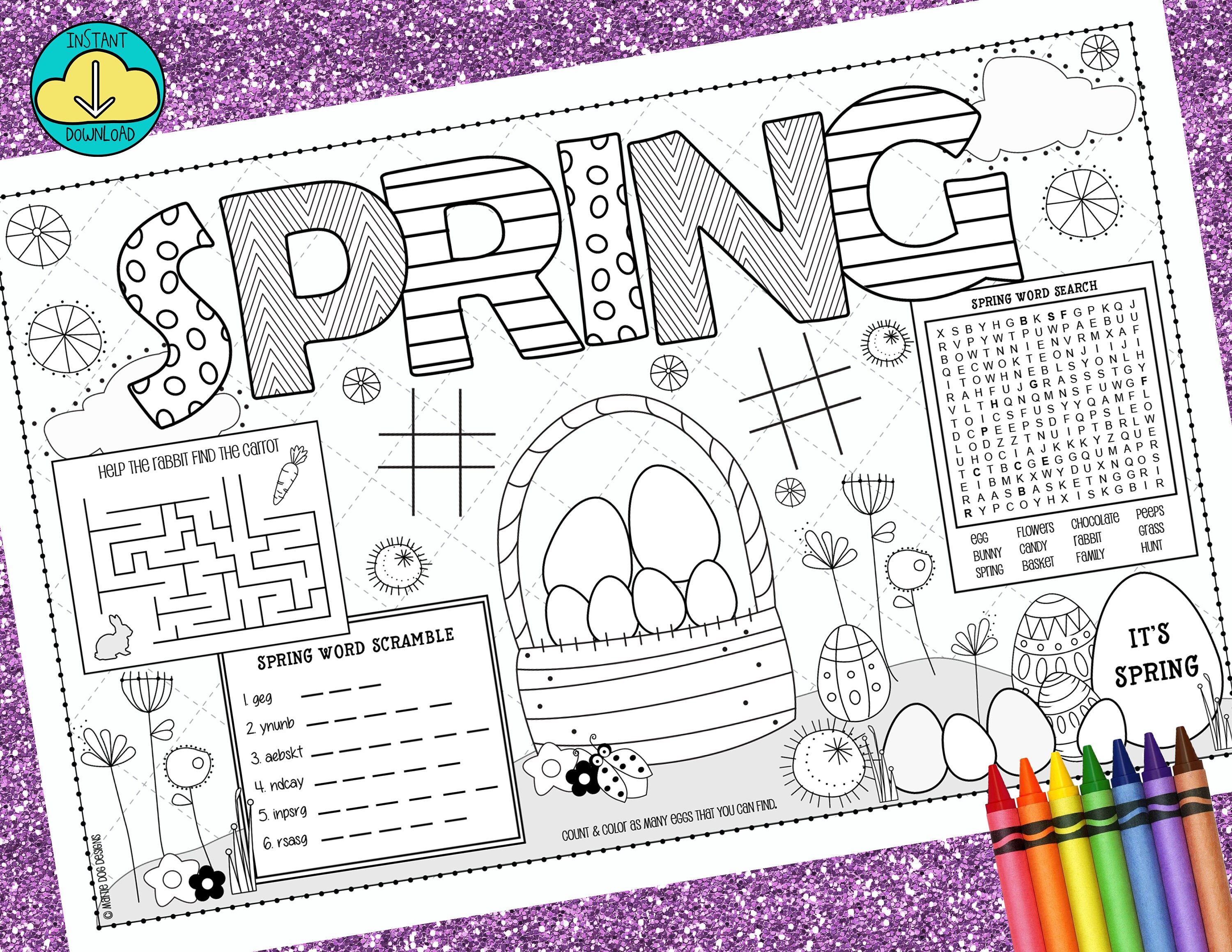 SPRING Time-kids Activity Placemat Digital File Only - Etsy