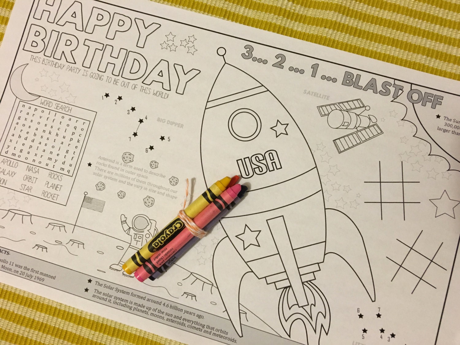 Space-kids Activity Placemat Digital File Only - Etsy