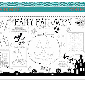 HALLOWEEN Kids activity placemat Digital file only | Etsy