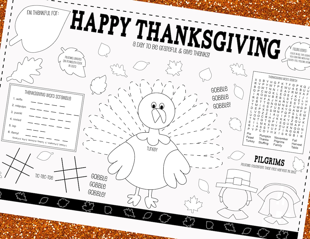 THANKSGIVING- Kids Activity Placemat- Digital File Only - Etsy