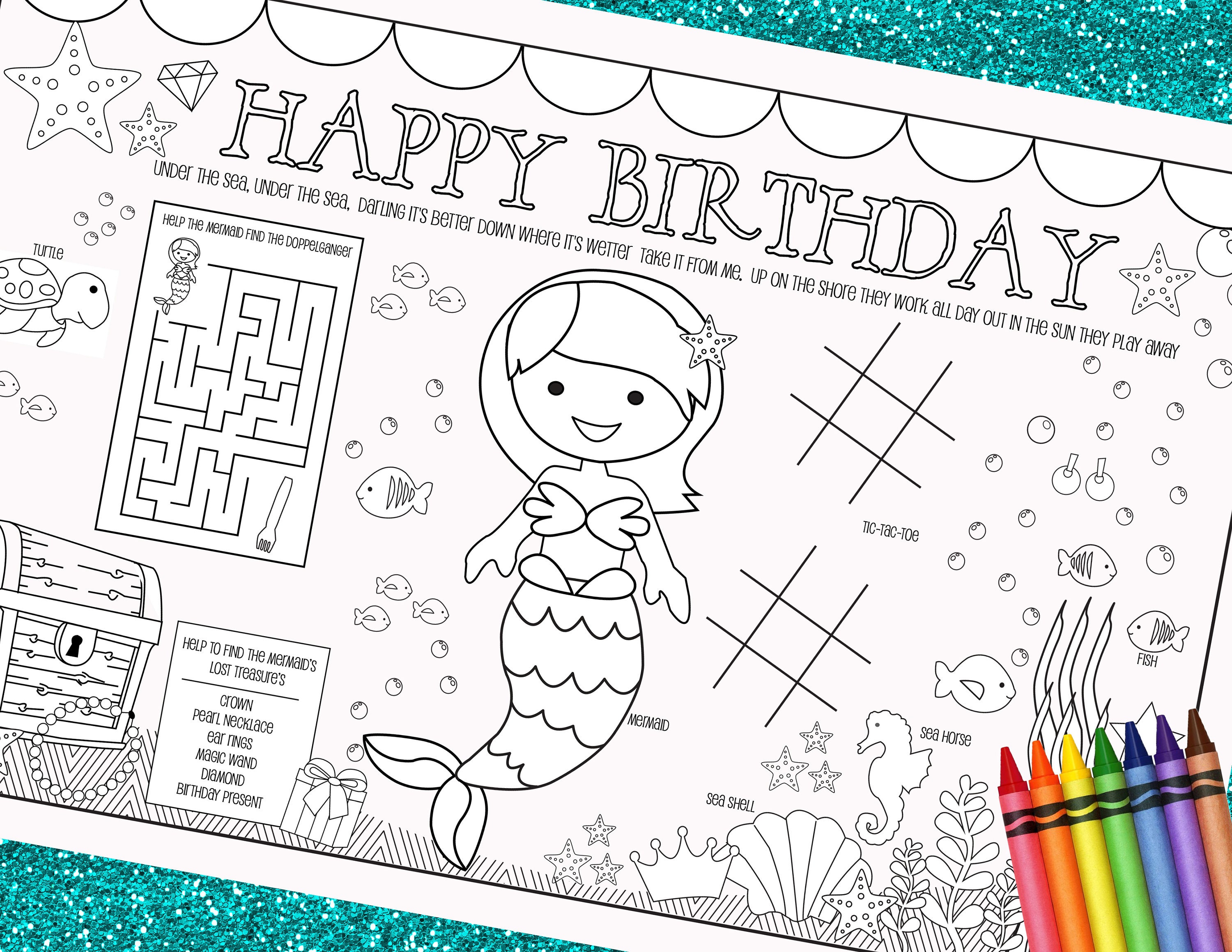MERMAID & MERBOY PARTY- Kids Activity Placemat- Digital File Only - Etsy