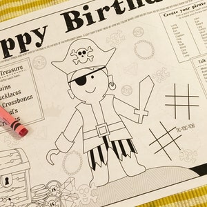 PIRATE PARTY- Kids Activity Placemat- Digital File Only - Etsy