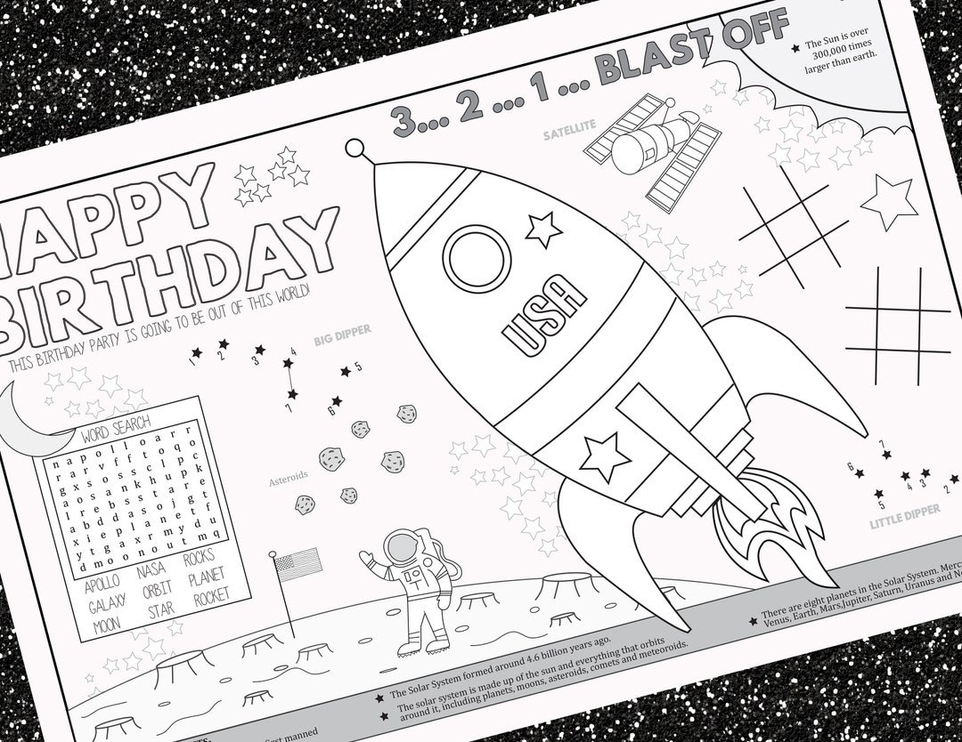 Space-kids Activity Placemat Digital File Only - Etsy