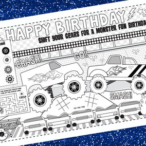 MONSTER Truck-kids Activity Placemat- Digital File Only - Etsy